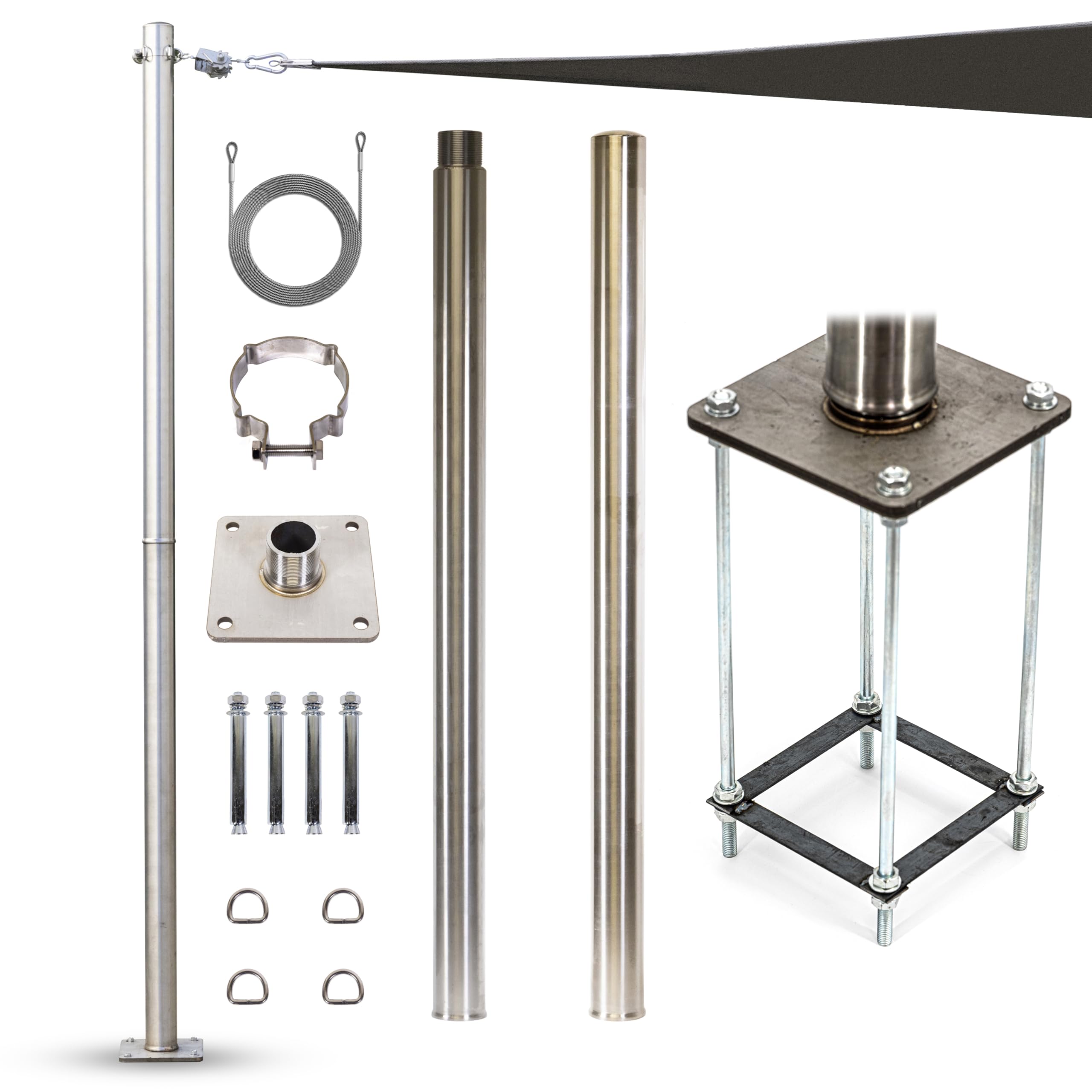 Pole Post With Steel Base Stainless Steel Café Barrier Pole & Base