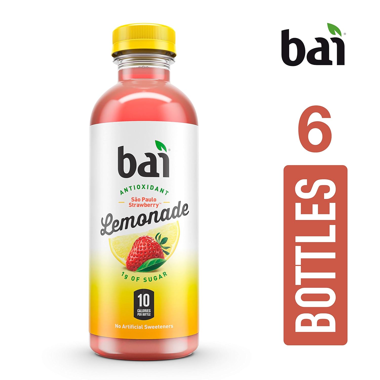 Bai Flavored Water, São Paulo Strawberry Lemonade, 18oz Bottles, Pack ...