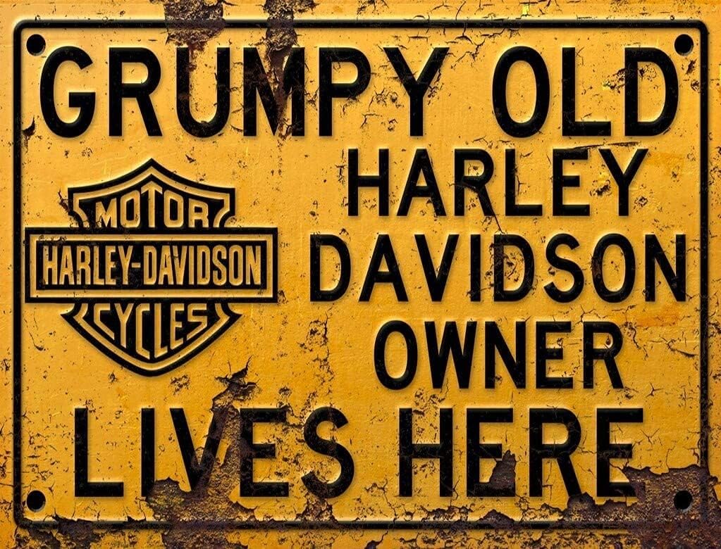 Harley Davidson Inspired Grumpy Motorcycle Chopper Retro Tin Metal Sign ...