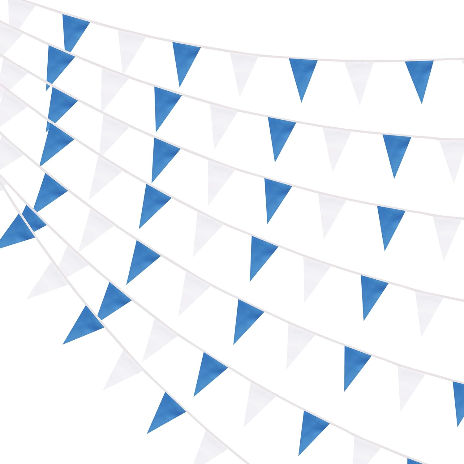 Amazon.com: 100 Feet Blue & White Pennant Banner Flags String Hanging ...
