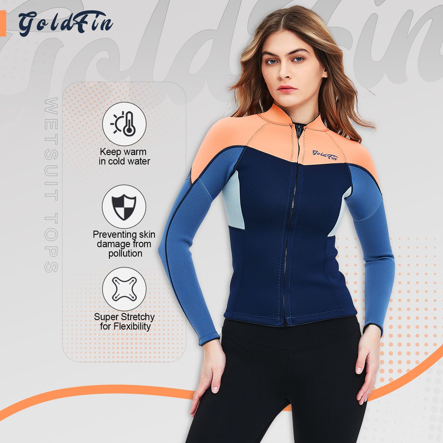 Snapklik.com : Wetsuit Top Women, 2mm Wetsuits Jacket Long Sleeve ...