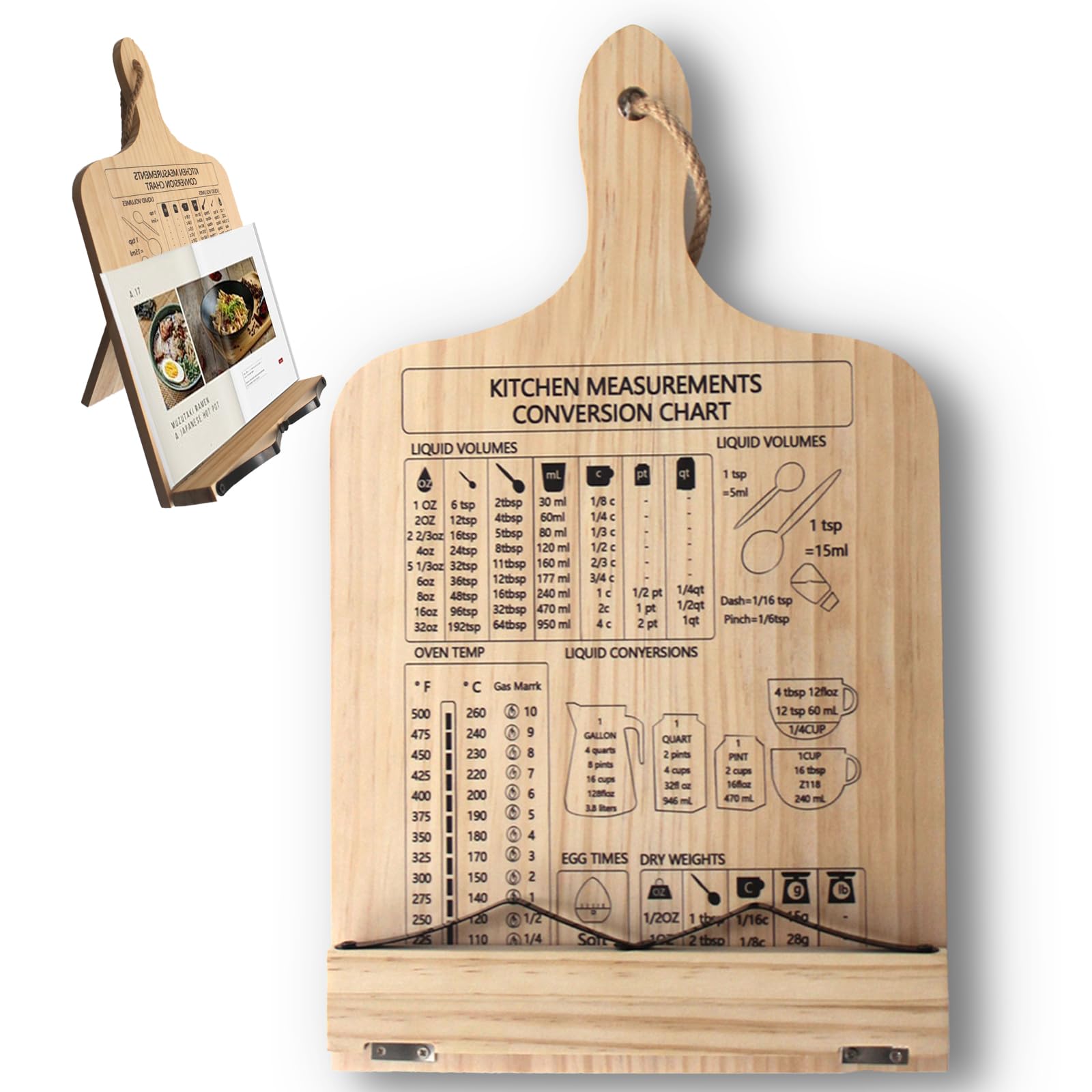 Amazon.com: Cookbook Stand for Kitchen Counter, Wooden Cookbook Holder ...