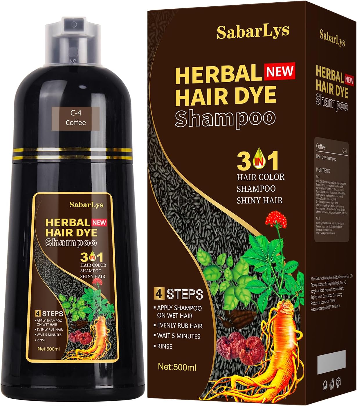 Amazon.com: SabarLys Instant 3-in-1 Herbal Hair Color Shampoo - 100% ...