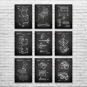 Amazon.com: Arcade Patent Posters Set of 9 (9x12), Game Room Decor ...