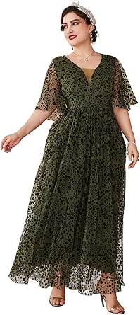 TOLEEN Polka Dots Mesh Plus Size Casual Maxi Dresses for Women at ...