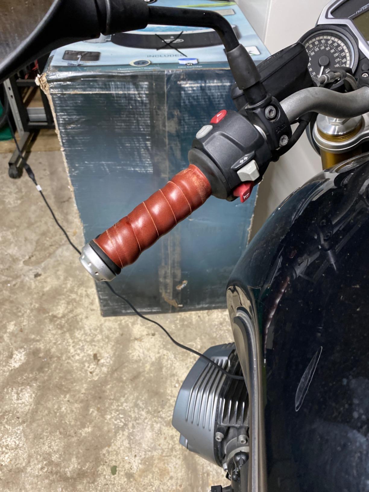 Trip Machine Company Leather Motorcycle Grips Wrap Cherry Red : Amazon ...