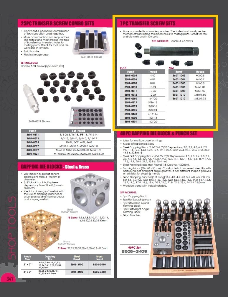 Snapklik.com : HHIP 3601-0501 7 Piece Transfer Screw Set 1/2-20