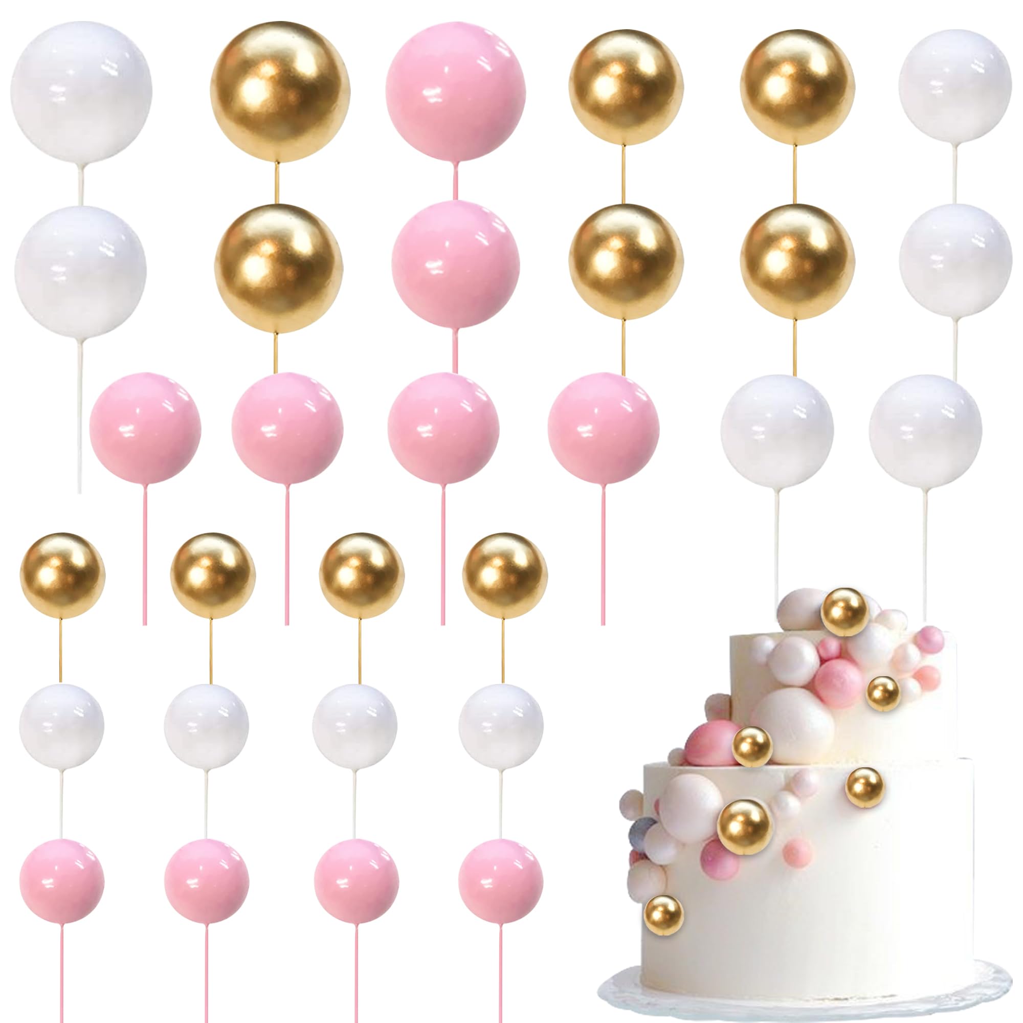 Snapklik.com : 24 PCS Colorful Balls Cake Topper Mini Balloon Cupcake ...