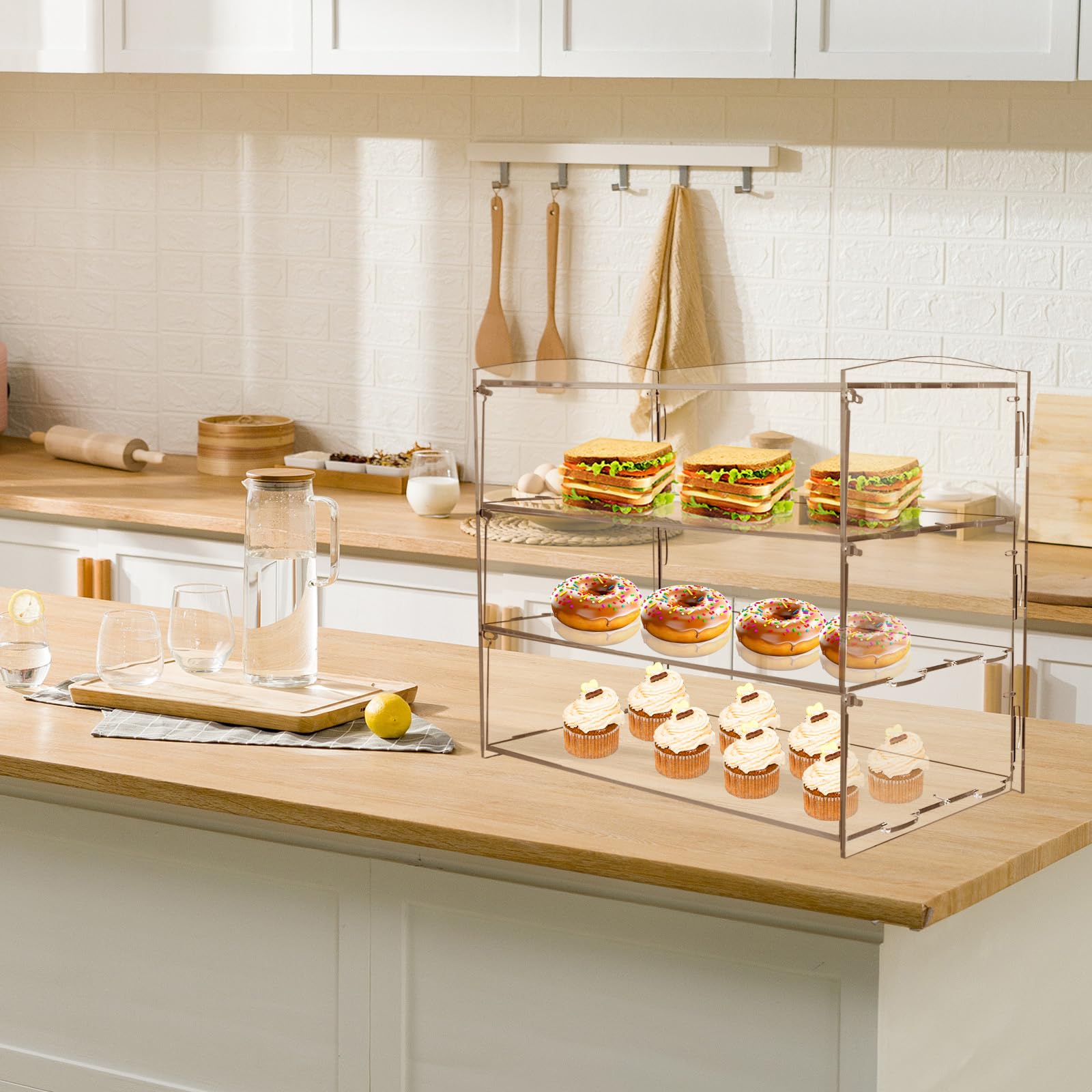 Cookie Display Bakery Acrylic Display Case, 3,Tier Storage For Pastries ...