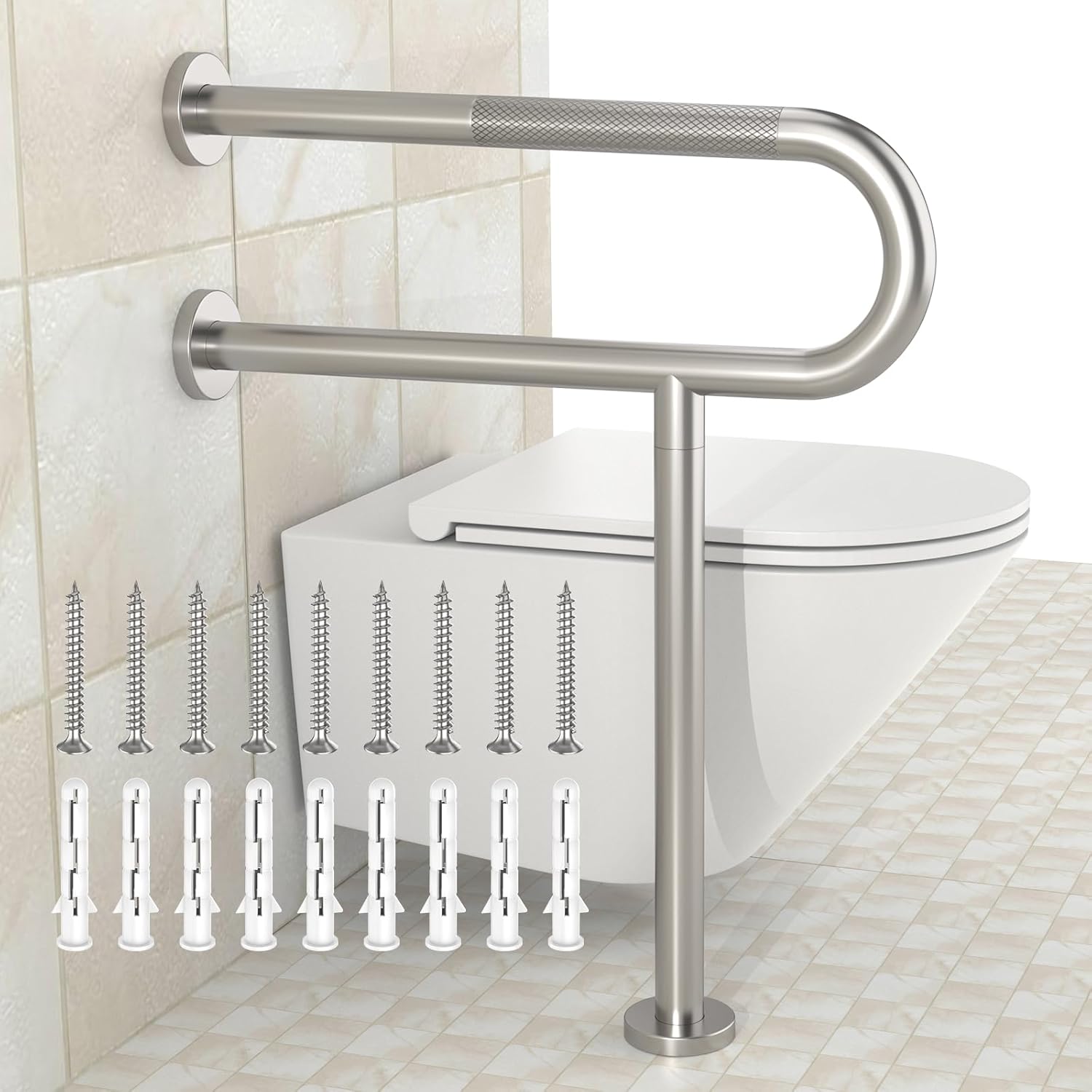 Amazon.com: Toilet Support Rail 23.4X 28 Inch, Munzong Anti-Slip Satin ...