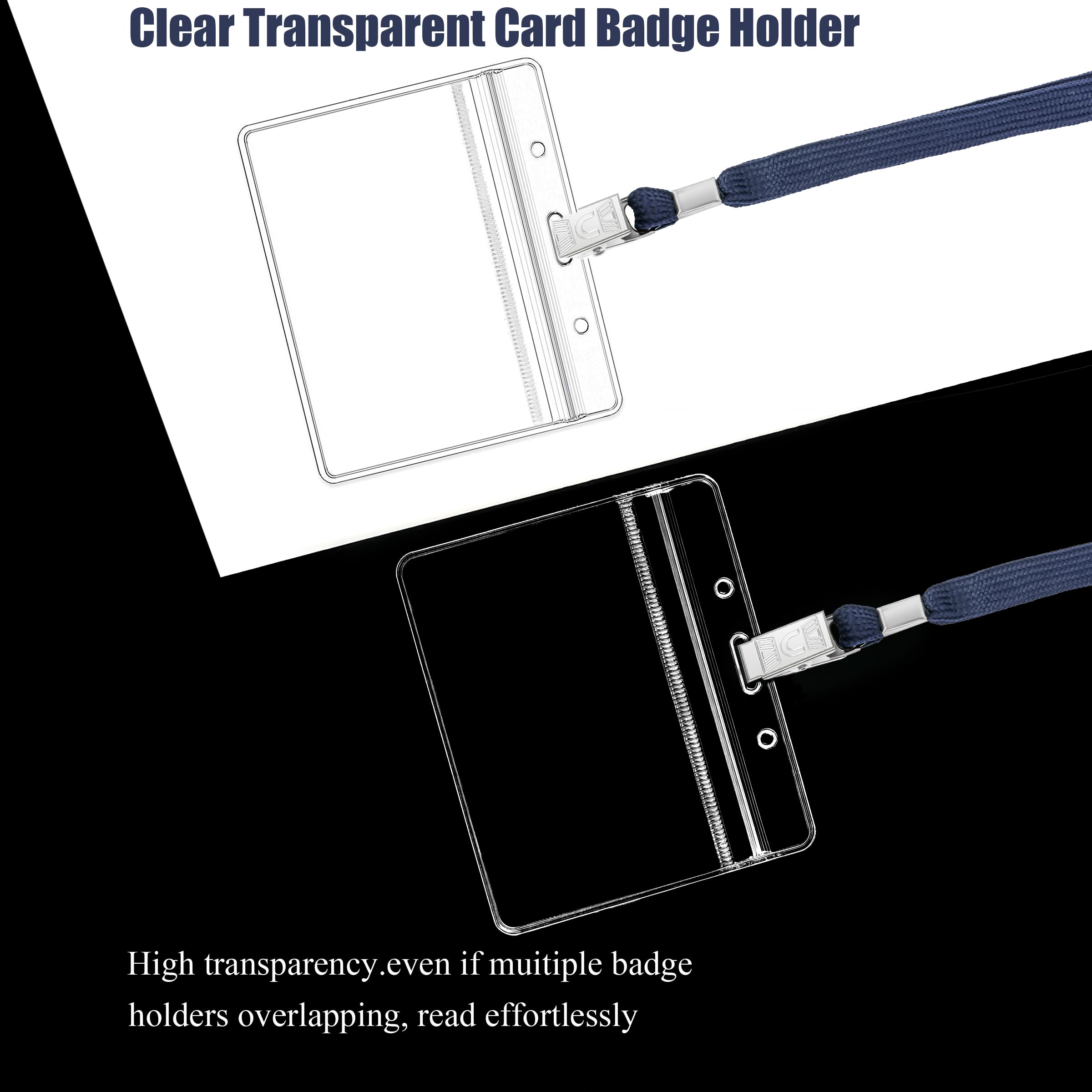 Snapklik.com : 100Pcs Clear Plastic Horizontal Name Tags Badge ID Card ...