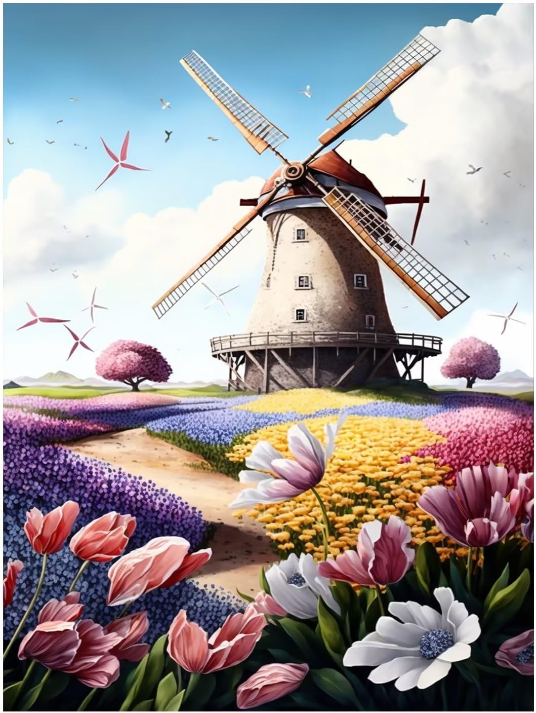 Amazon.com: Champi Diamond Painting Flower Sea Windmill Diamond Art ...