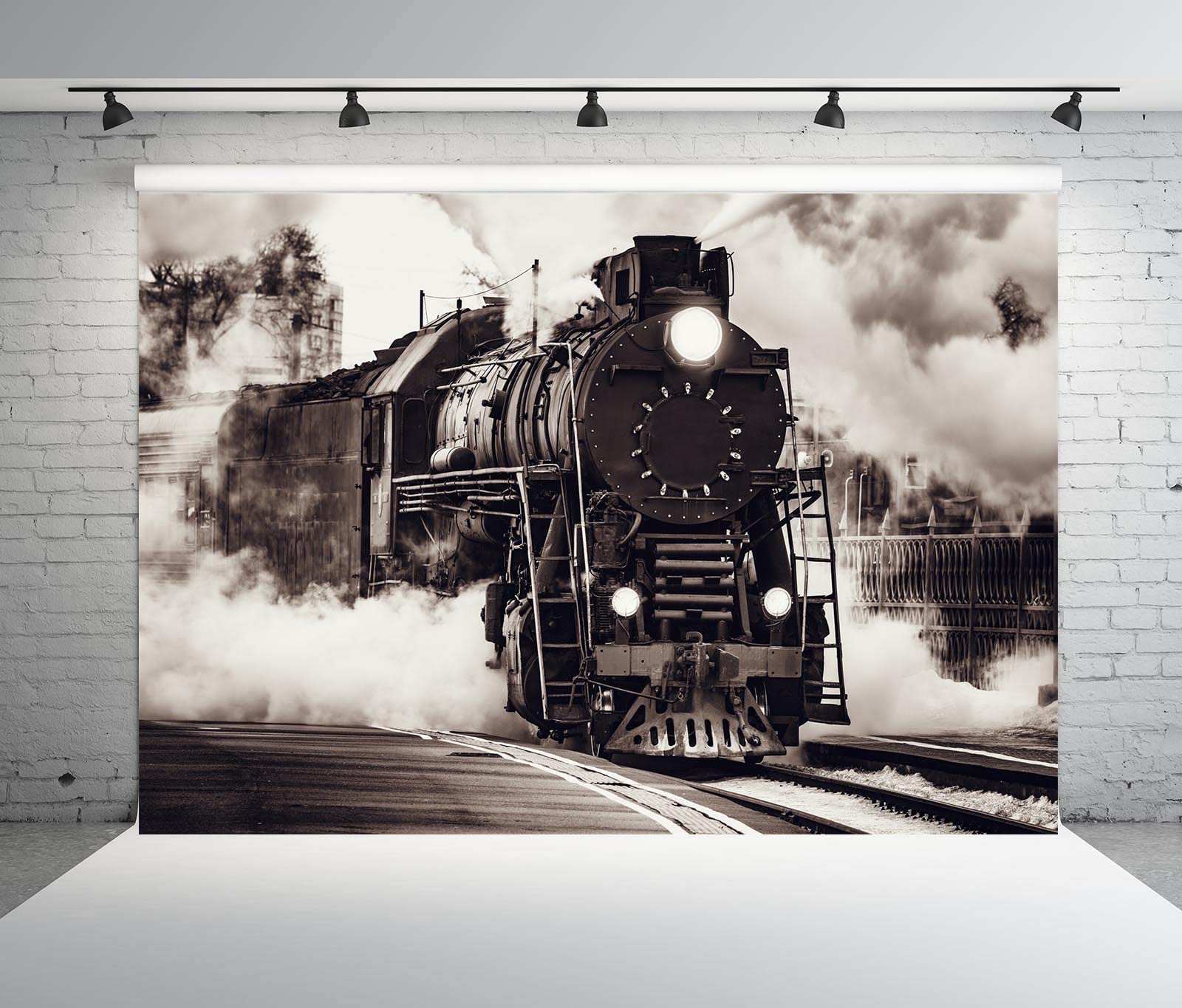 Buy BELECO10x6.5ft Fabric Vintage Old Steam Train Backdrop Steam ...