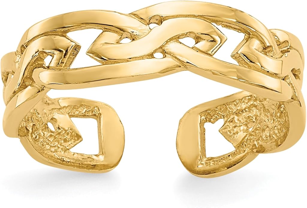 Amazon.com: IceCarats 14K Solid Yellow Gold Weave Adjustable Toe Ring ...