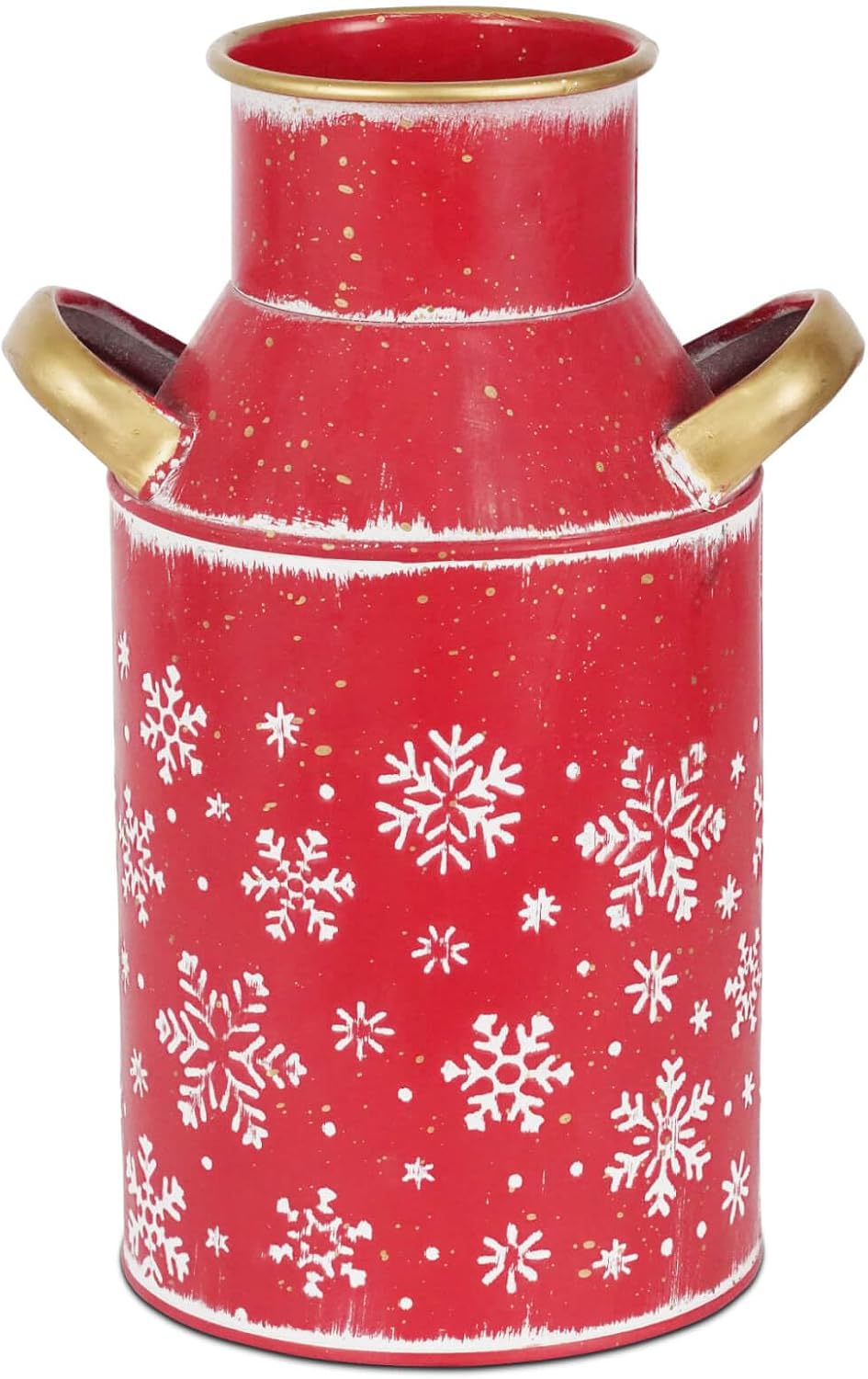 Amazon.com: Putuo Decor Galvanized Red Metal Milk Can Snowflake Design ...