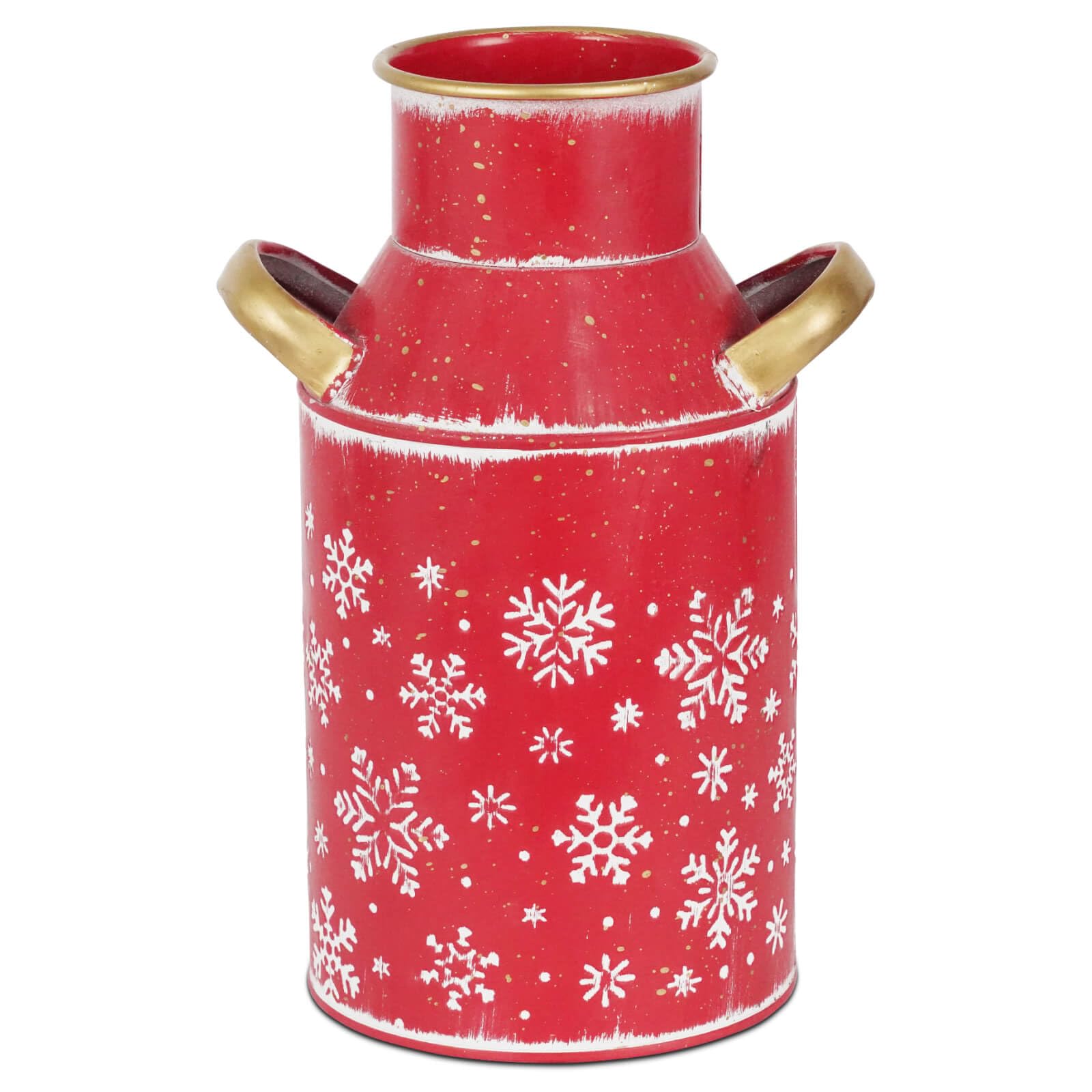 Amazon.com: Putuo Decor Galvanized Red Metal Milk Can Snowflake Design ...