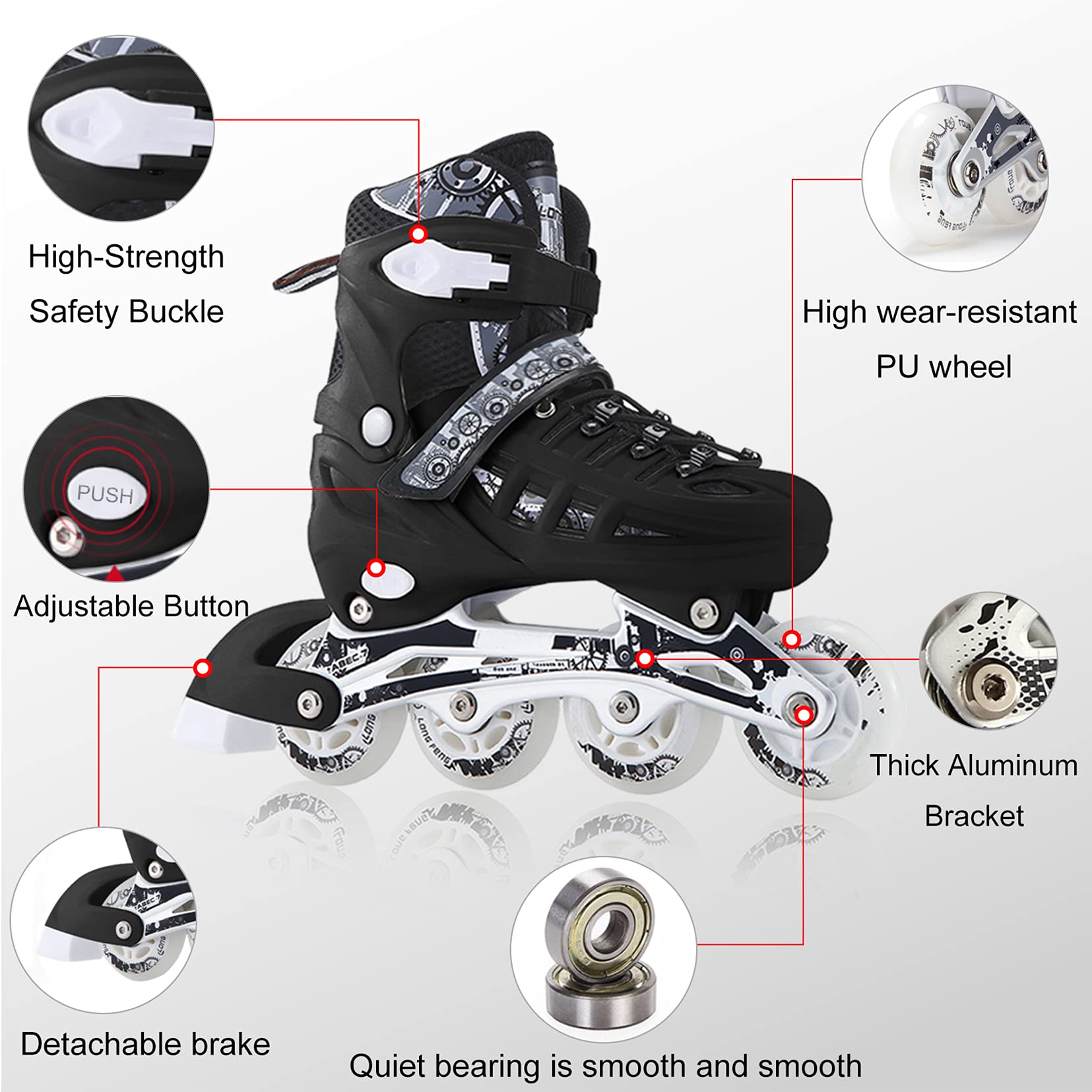 Snapklik.com : 4 Types Size Adjustable Inline Skates Kids Adults For ...