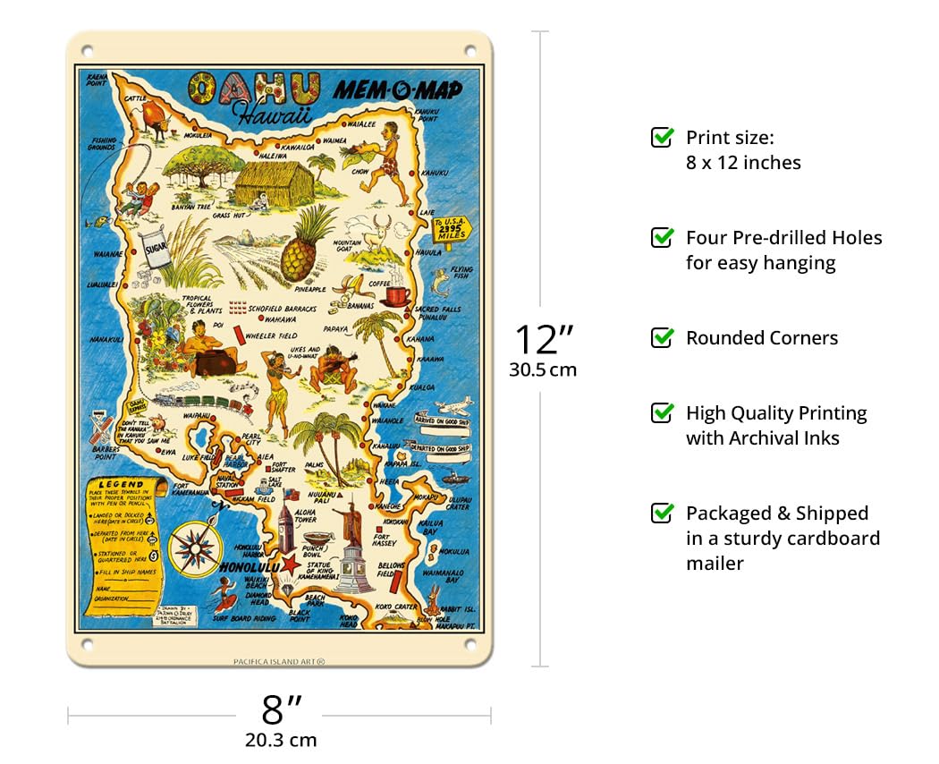 Snapklik.com : Pacifica Island Art Oahu Hawaii Mem-O-Map - World War II ...