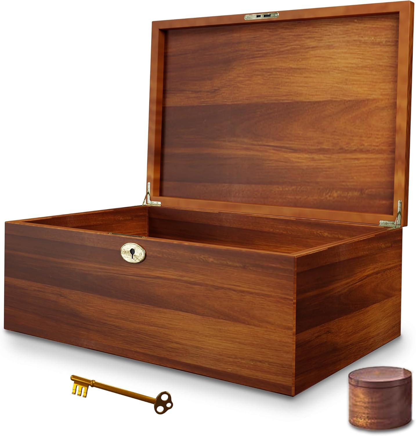 LUSH & STYLE Wood Box, Keepsake Box With Hinged lid and locking key ...