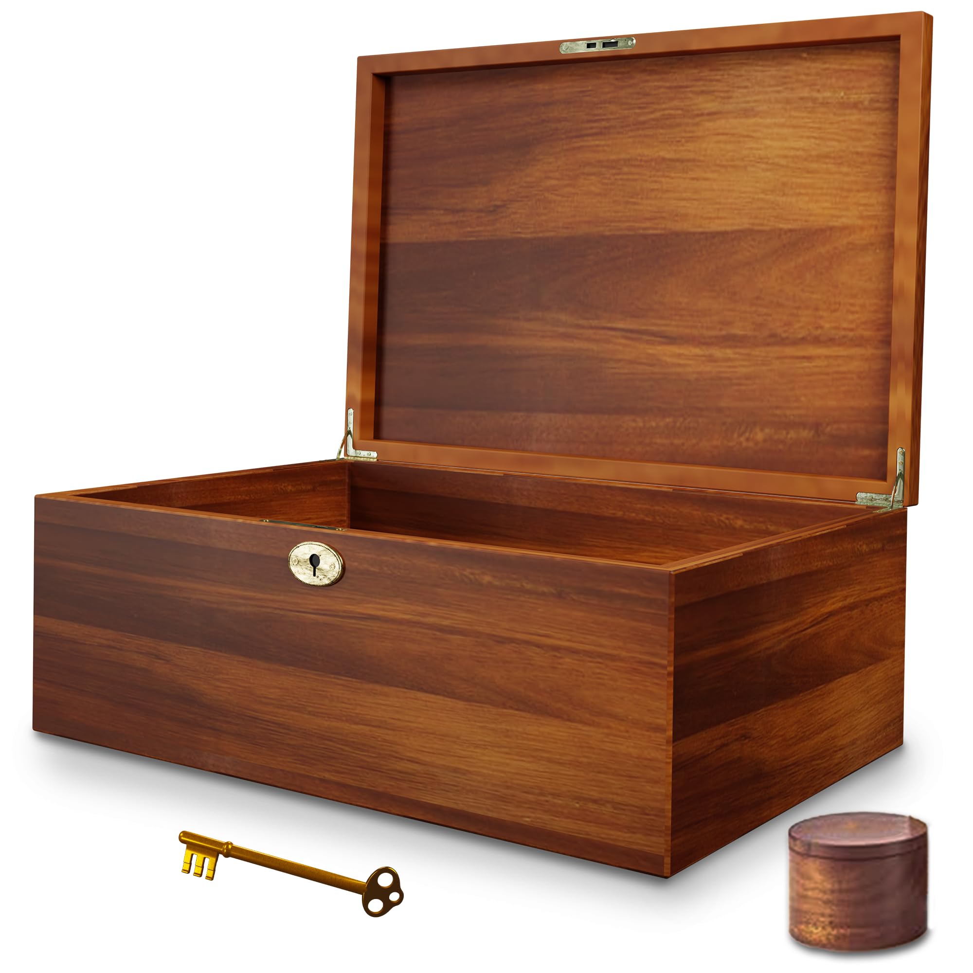 Amazon.com: LUSH & STYLE Wood Box, Keepsake Box With Hinged lid and ...