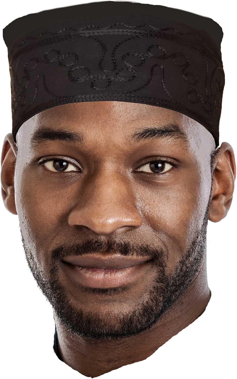 Amazon.com: Dupsie's Black Adebo African Kufi Hat with Black Embroidery ...