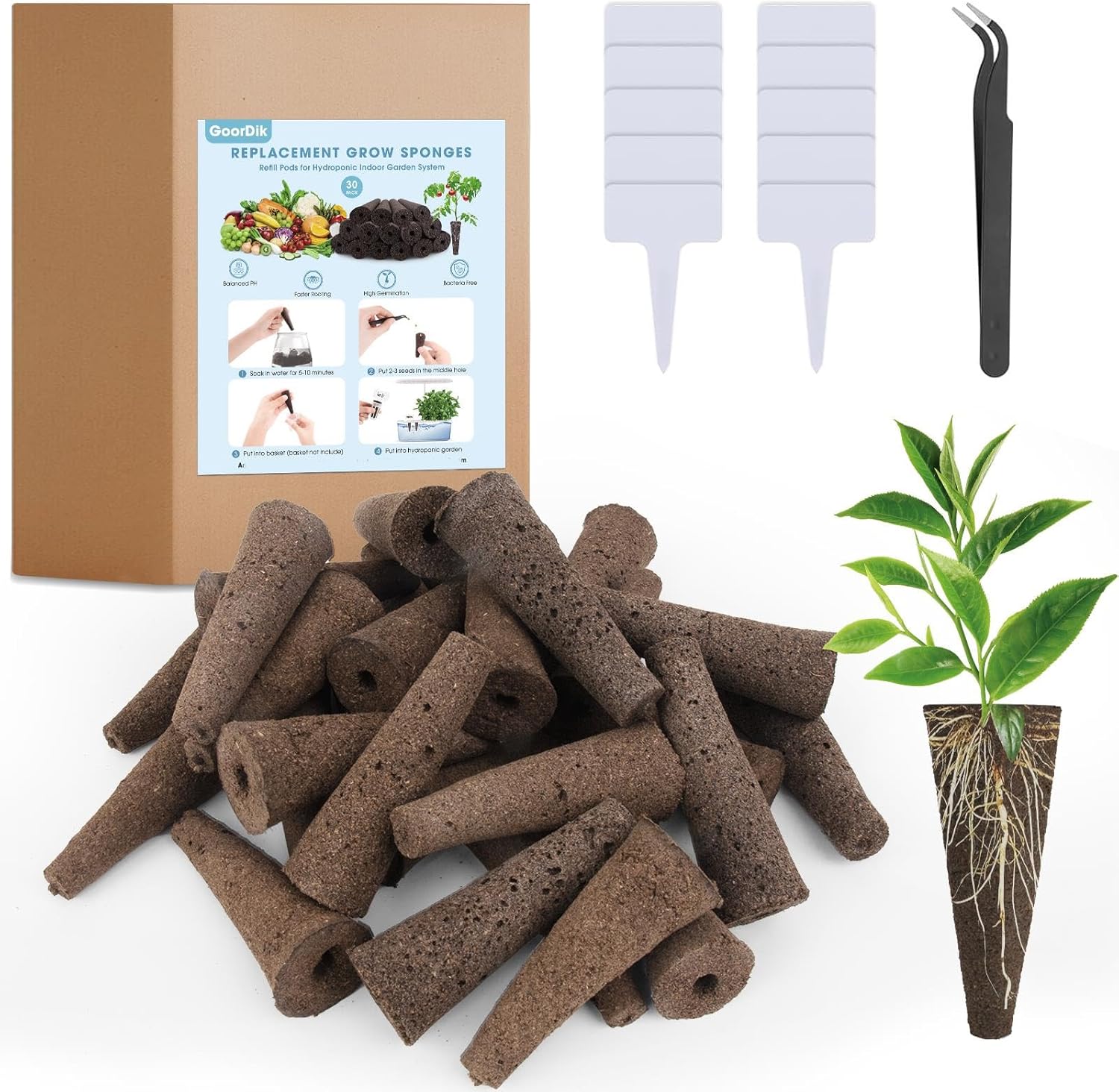 Amazon.com: GoorDik 30 Pack Grow Sponges, Seed Starter Pods Compatible ...