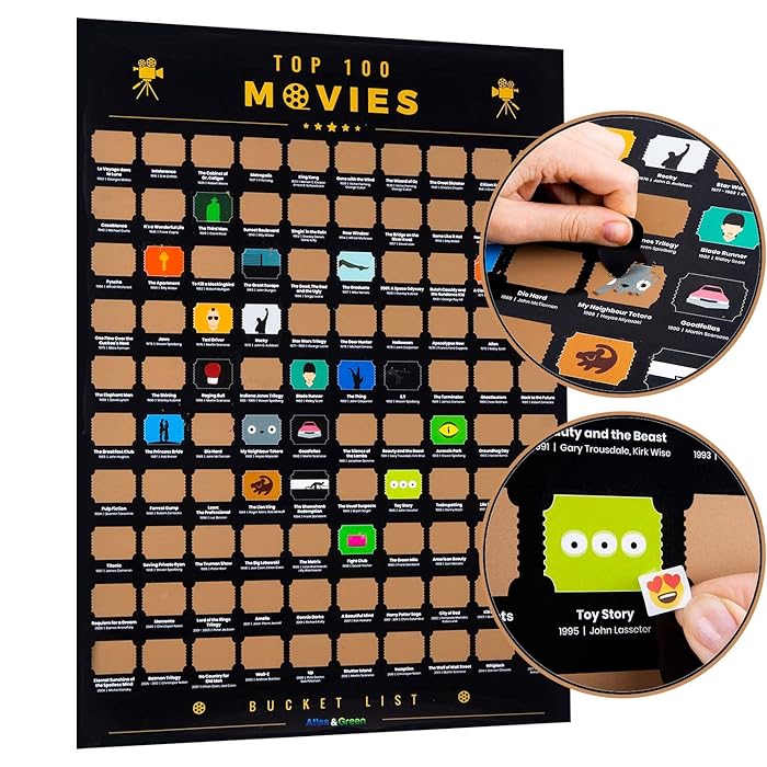 Buy Atlas & Green 100 Movies Scratch Off Poster + BONUS Ratings ...