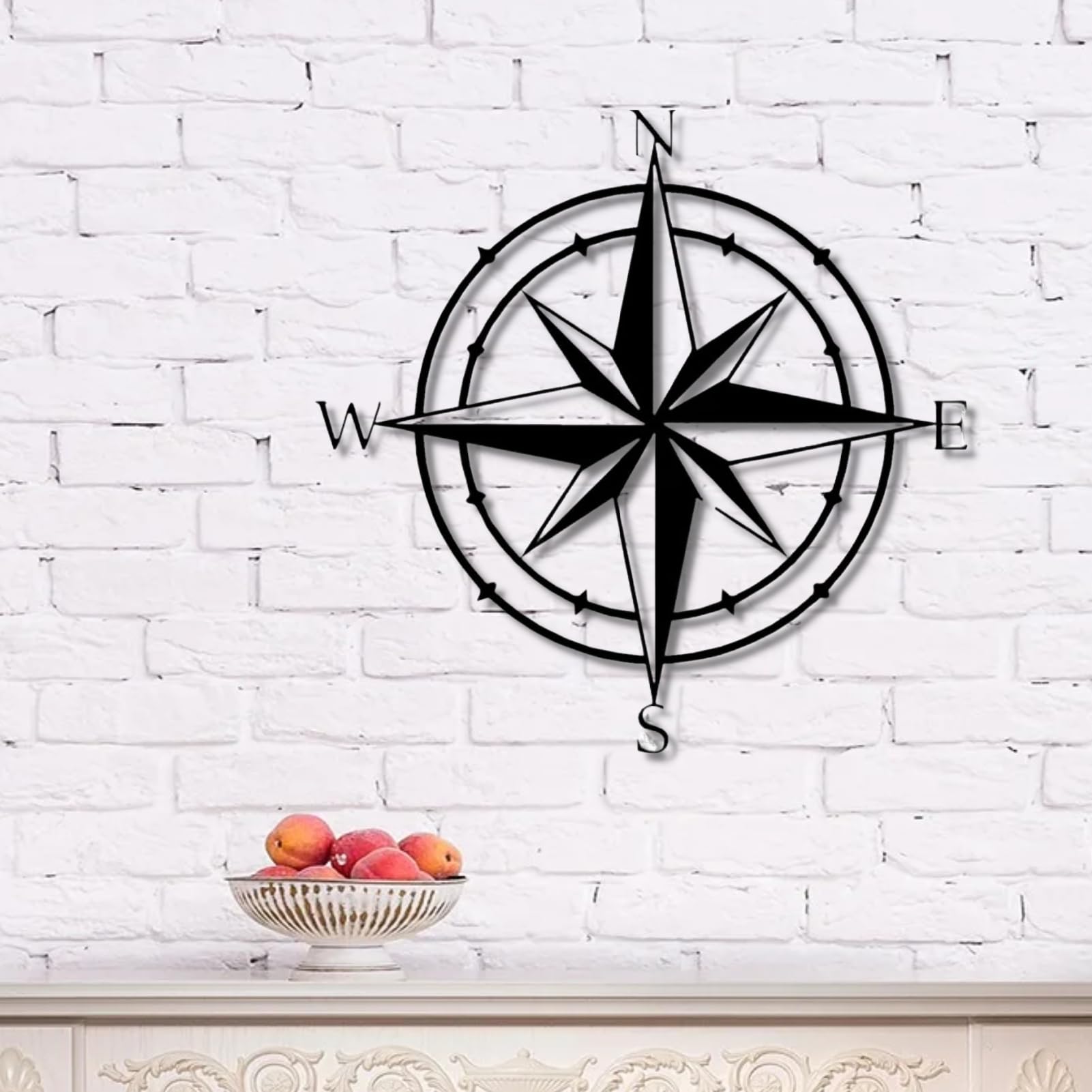 Amazon.com: Bisamu Metal Compass Rose, Nautical Compass Metal Wall Art ...