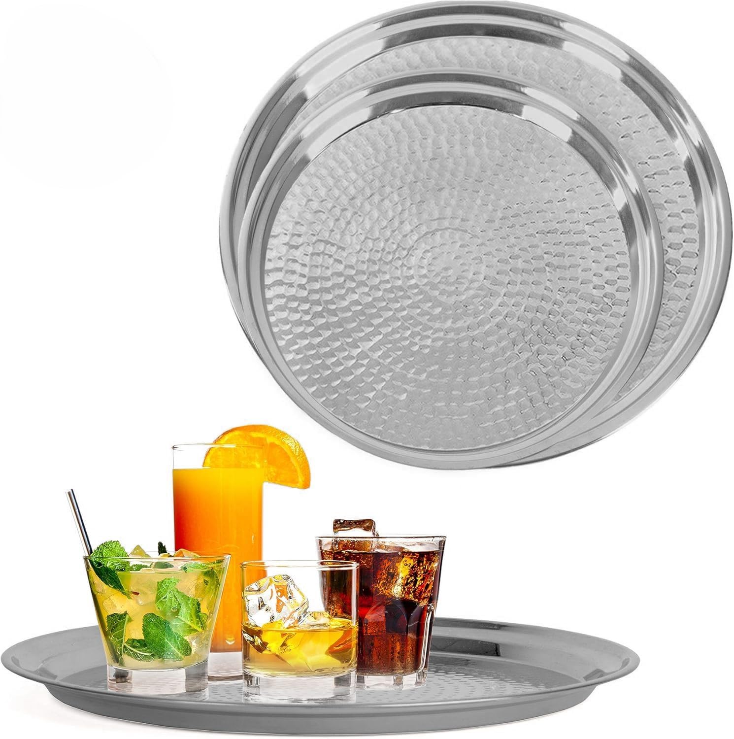 Amazon.com: Winco CMT-14 Round Tray, 14-Inch, Chrome,Medium : Home ...