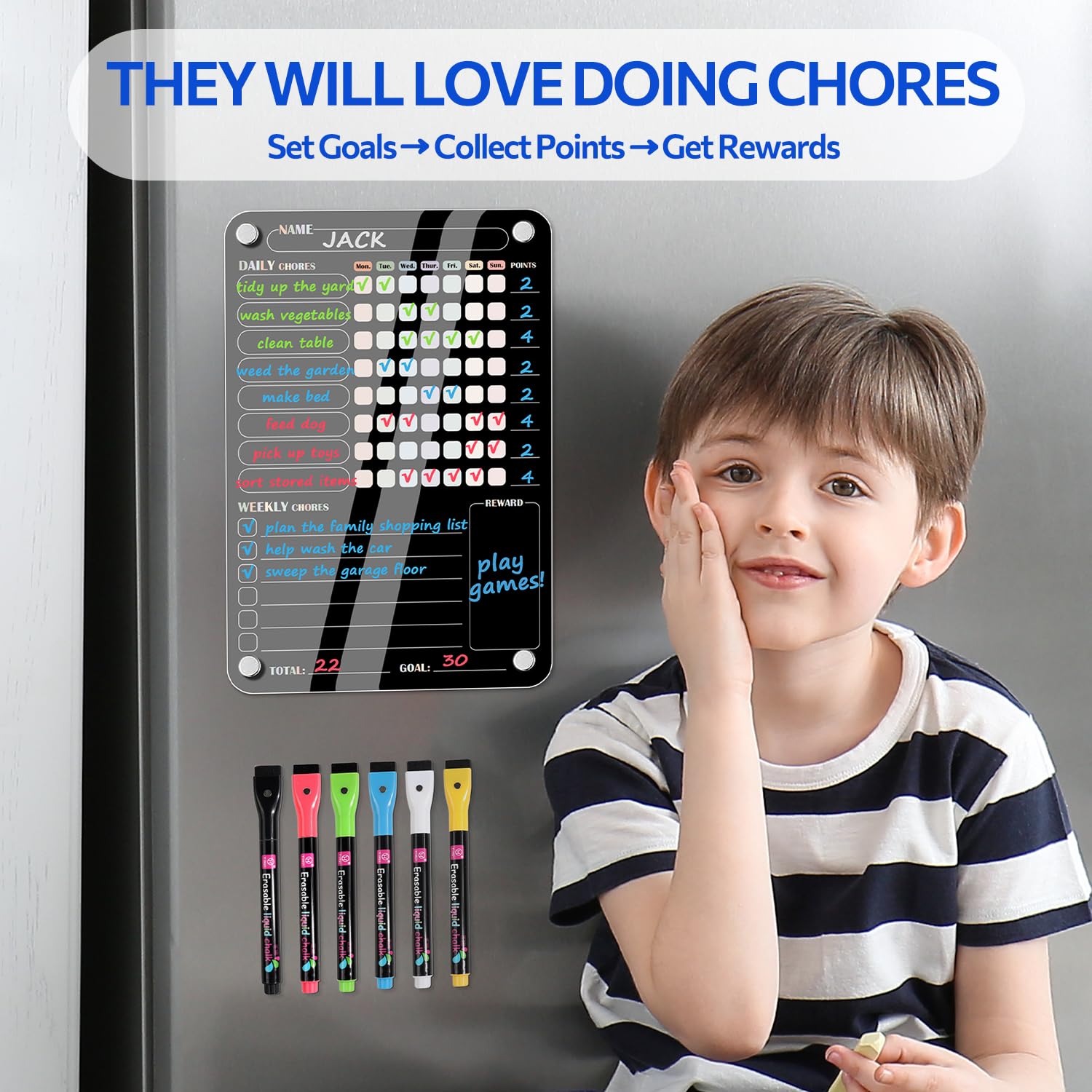 Chore Chart For Wall Magnetic Black Chalkboard Design-Child Behavior ...