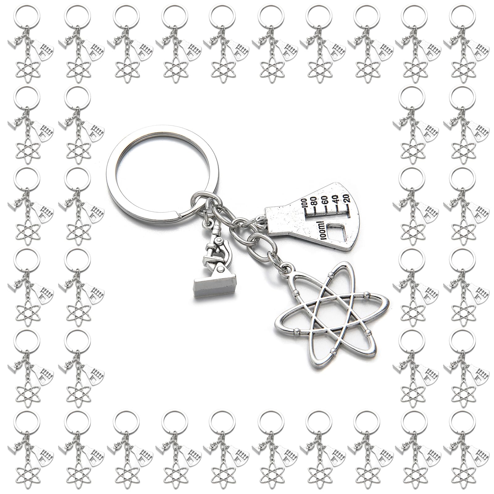 PHAETON 20PCS Science Symbol Keychain Atom Microscope Key Chain Biology ...