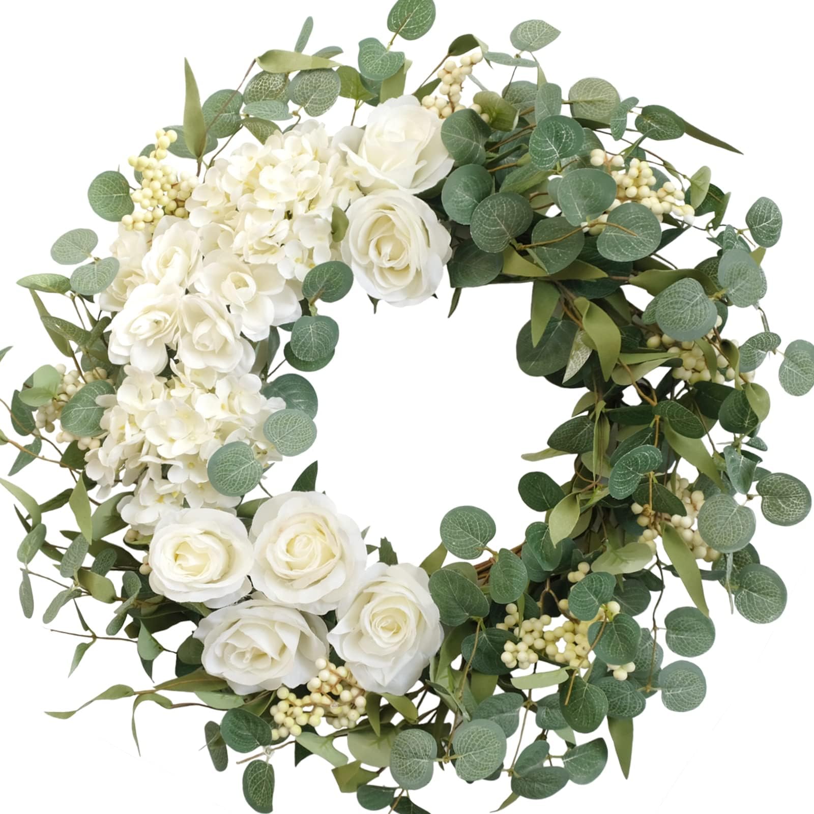 artplants.de Spring wreath with Ranunculus, daisies, cream, Ø 10"/25cm ...