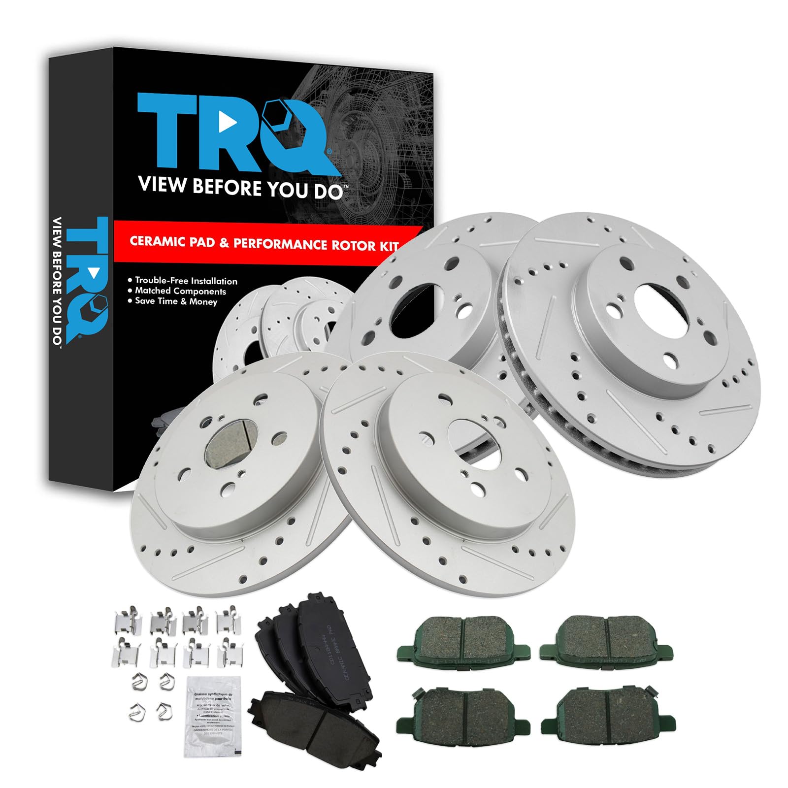 Amazon.com: TRQ Front and Rear Performance Brake Pad & Rotor Kit Brake ...
