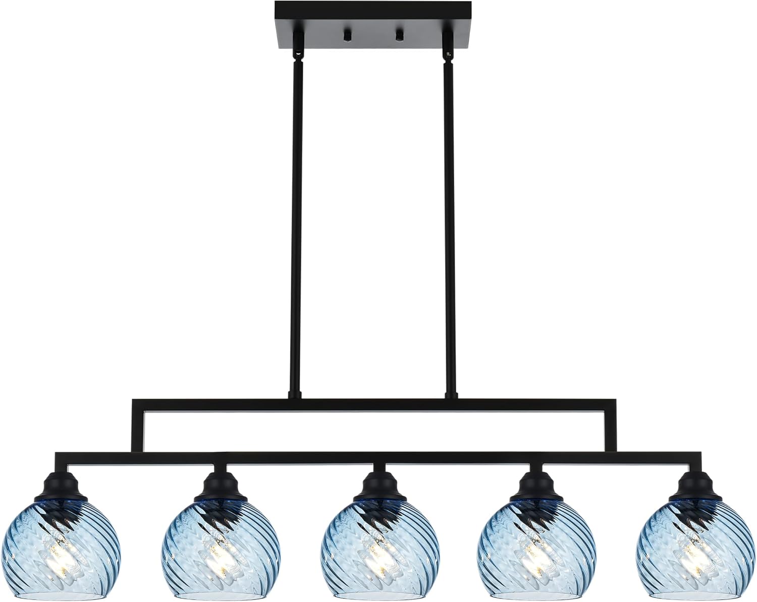 MILUCES 5 Light Dining Room Chandelier Blue Pendant Lights Kitchen ...