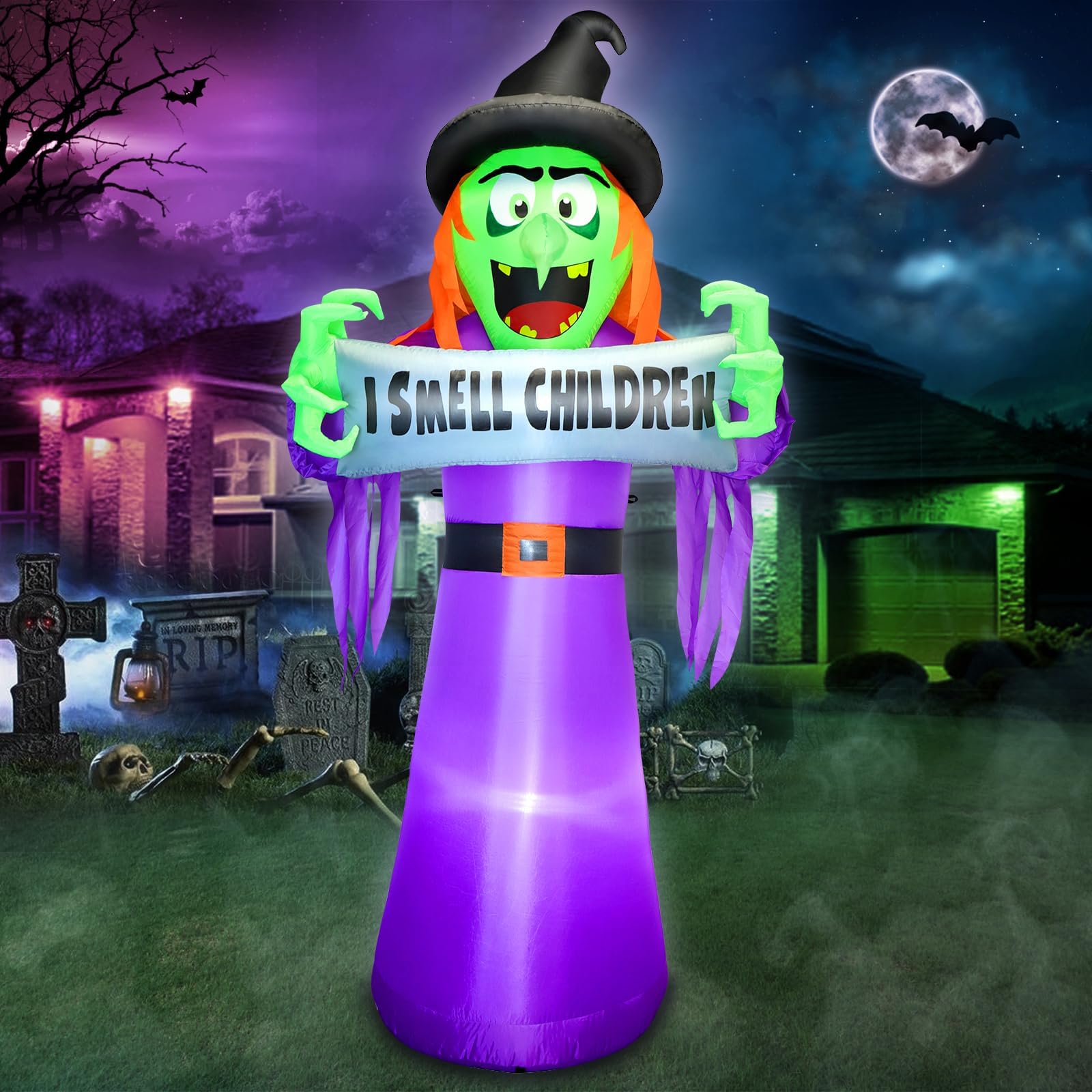 Amazon.com: 3 1/2' Gemmy Airblown Inflatable Stumpy Witch w/Broom ...