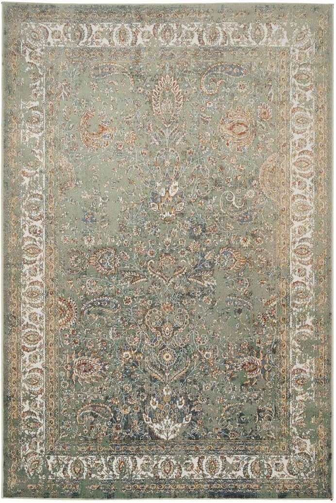 Sage Green Rug White Border Living Room Vintage Area Carpet Traditional ...
