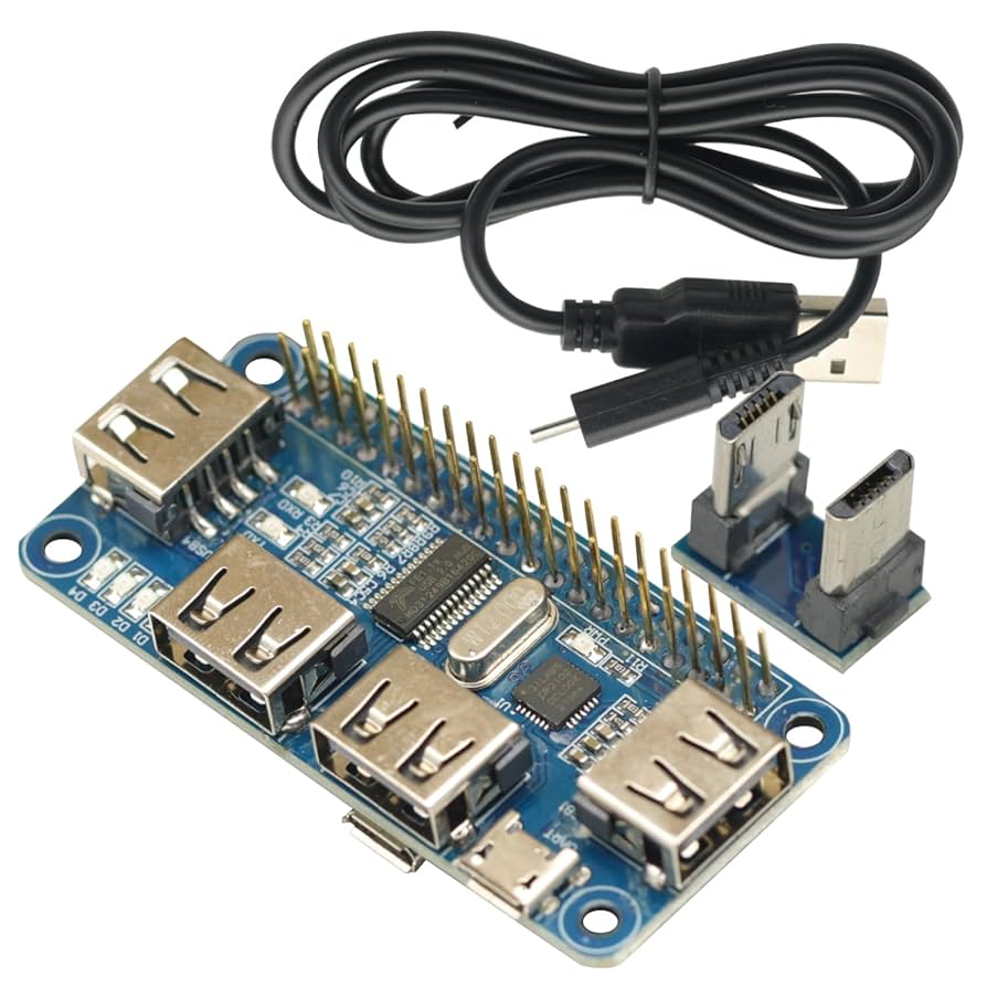 USB HAT For Pi Zero USB Hub HAT For Raspberry Pi - 4 Port USB With UART Serial Connection 4 Port ...