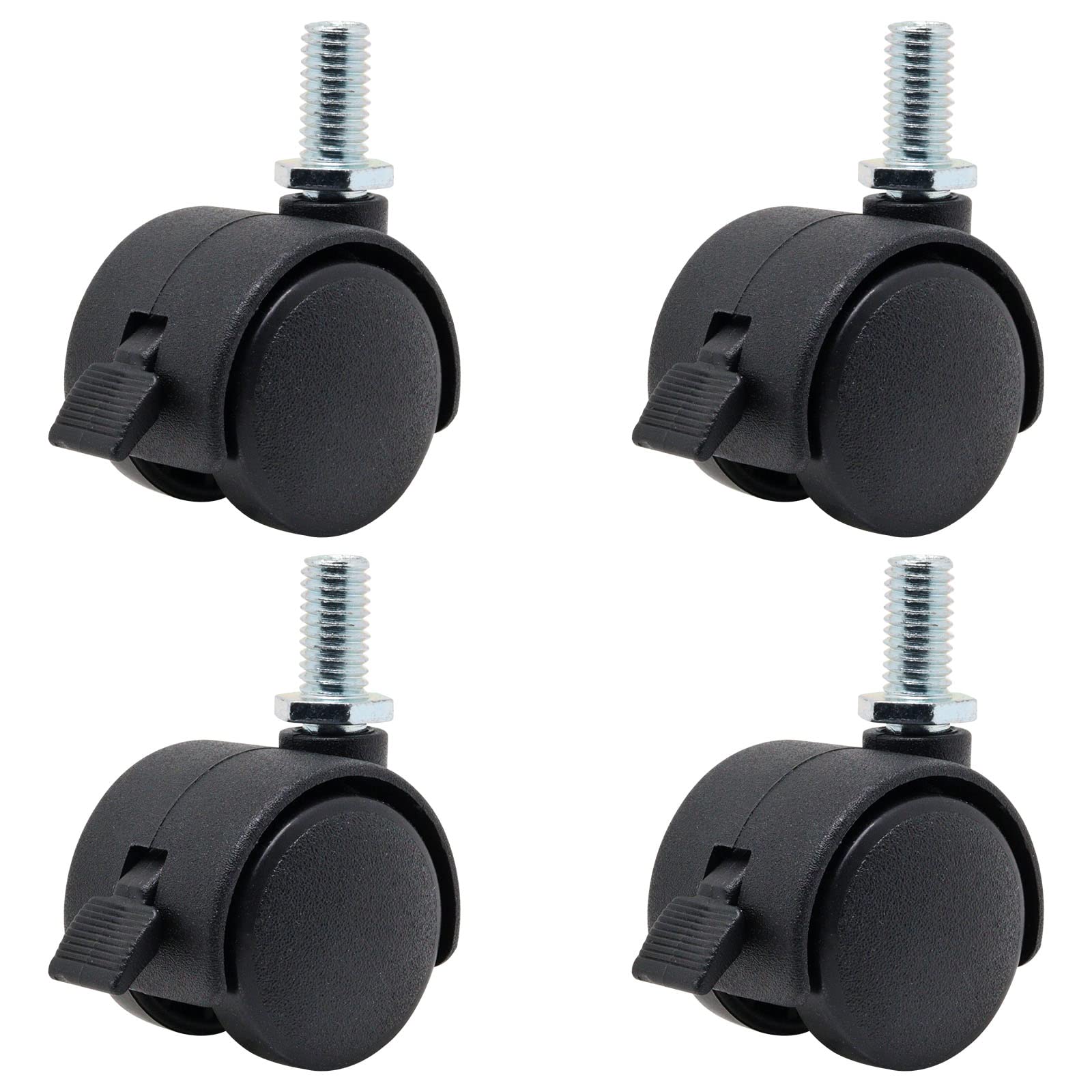 SWZHAI 4 PCS 1 Inch Threaded Stem Caster Wheels, Nylon Locking Swivel ...