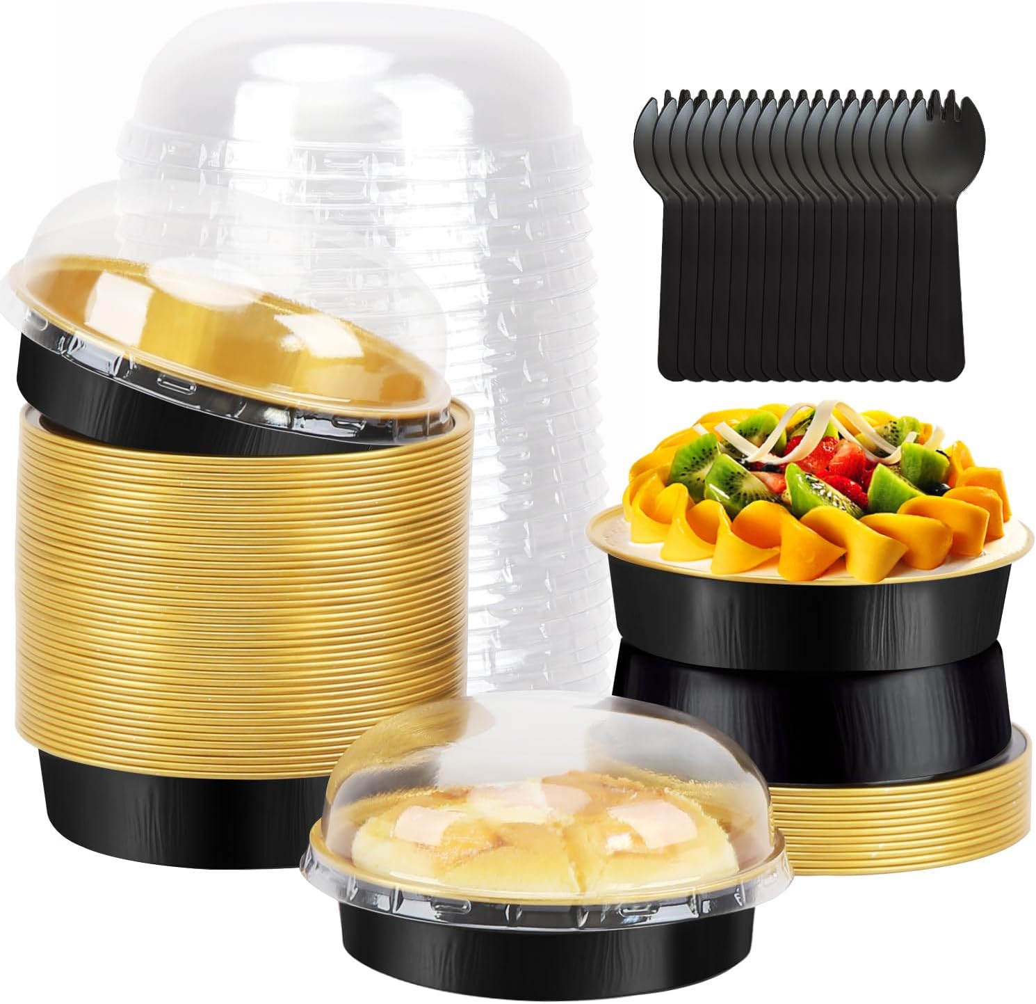 Amazon.com: LNYZQUS 8oz Mini Cake Tins with Dome Lids 50 Pack, Small ...