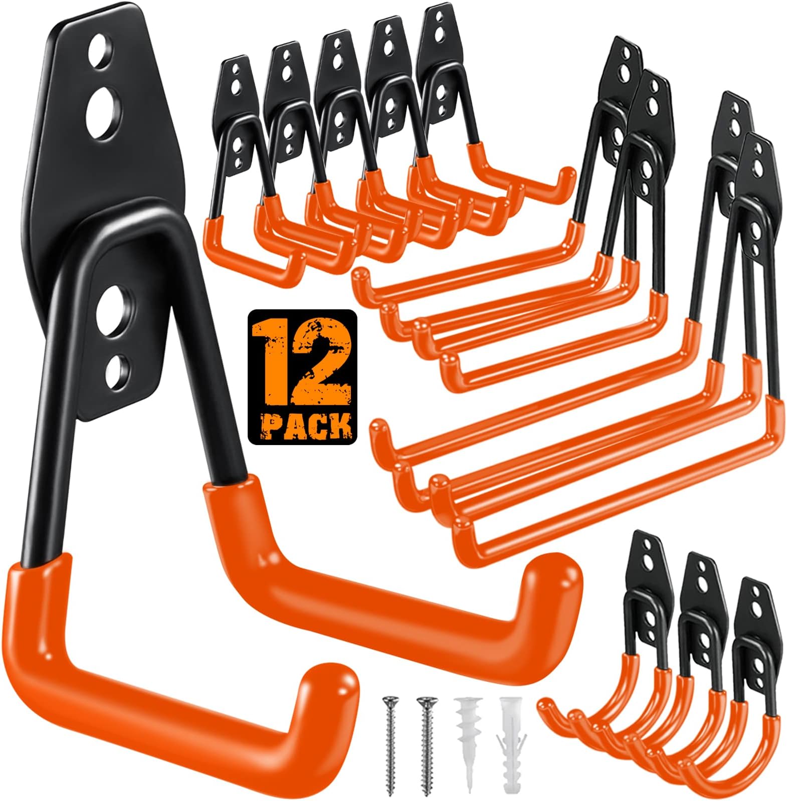 HUPBIPY 12 Pack Garage Hooks Heavy Duty,Utility Steel Garage Storage ...
