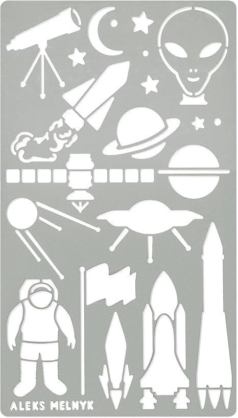 Amazon.com : Aleks Melnyk No.23 Metal Journal Stencil, Rocket Ship ...