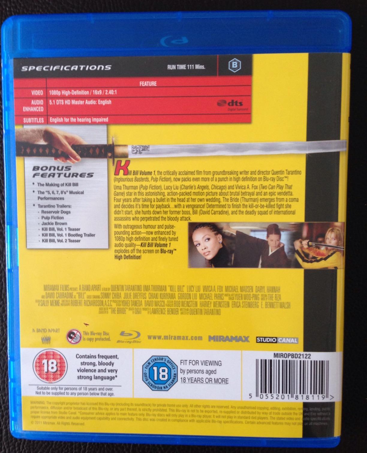Kill Bill, Volume 1 [VHS] [2003] : Uma Thurman, Lucy Liu, Vivica A. Fox ...