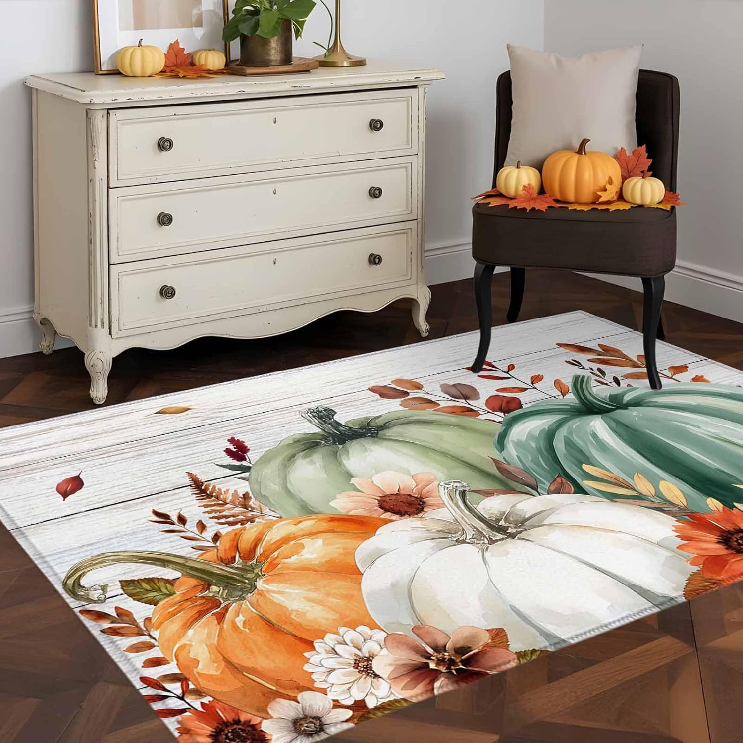 Amazon.com: DecorLovee Area Rugs for Living Room Bedroom, Green Orange ...