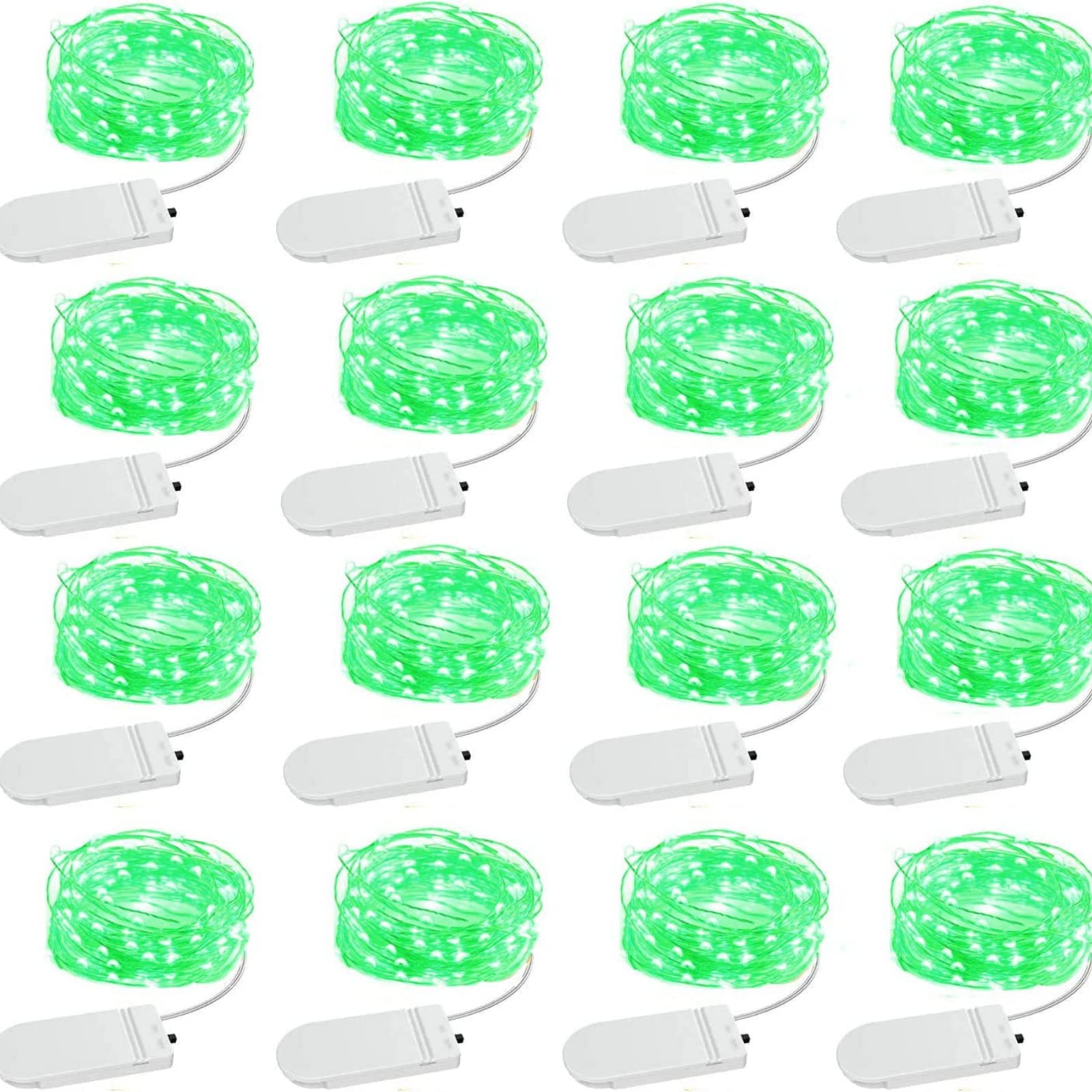 Green Fairy Lights Battery Operated, 10Ft 30 Led 16 Pack Mason Jar ...