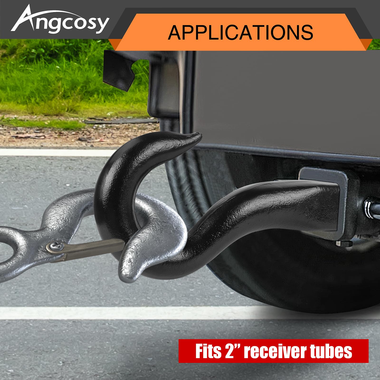 Snapklik.com : Angcosy Heavy-Duty Forged Steel Tow Hook Trailer Hitch Mount