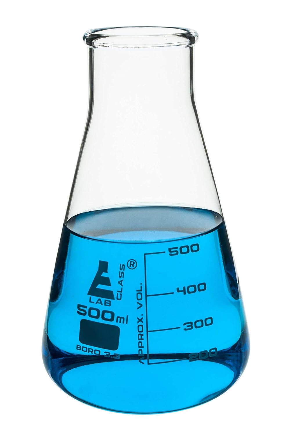 Erlenmeyer Flask, 500ml - Borosilicate Glass - Wide Neck, Conical Shape ...