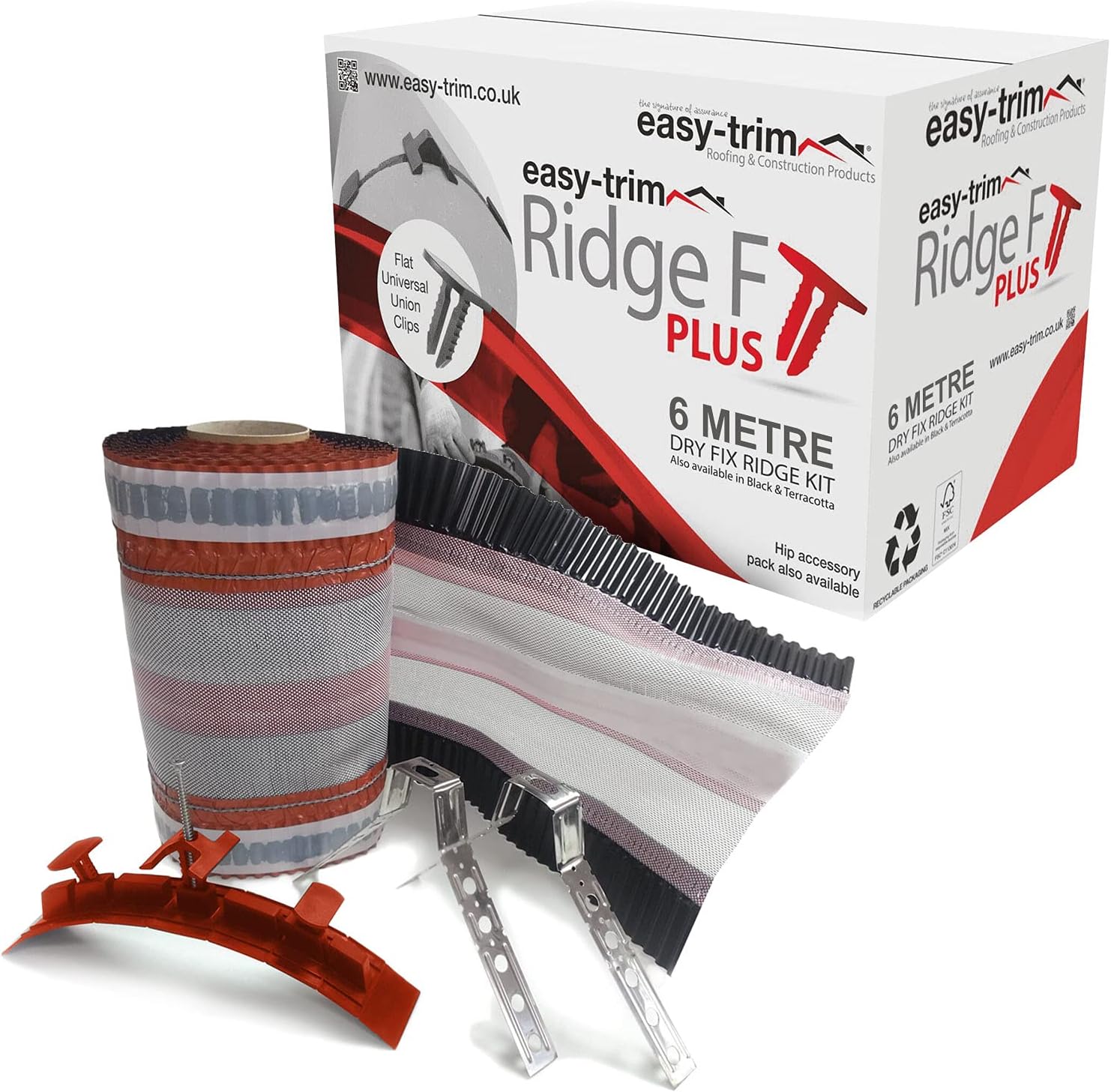 Black Easy Ridge Universal 6 Metre 'Dry Fix' Kit Mortar Free Ridge Tile ...