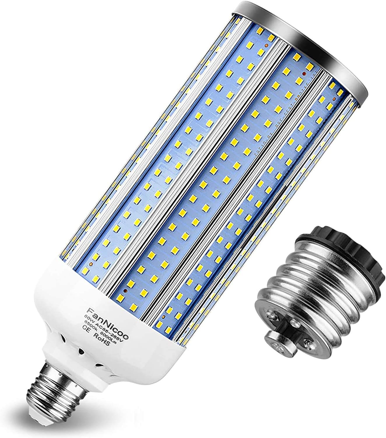 E39 80W LED Corn Light Bulb， 800W Equivalent 8000 Lumen 6500K Large ...