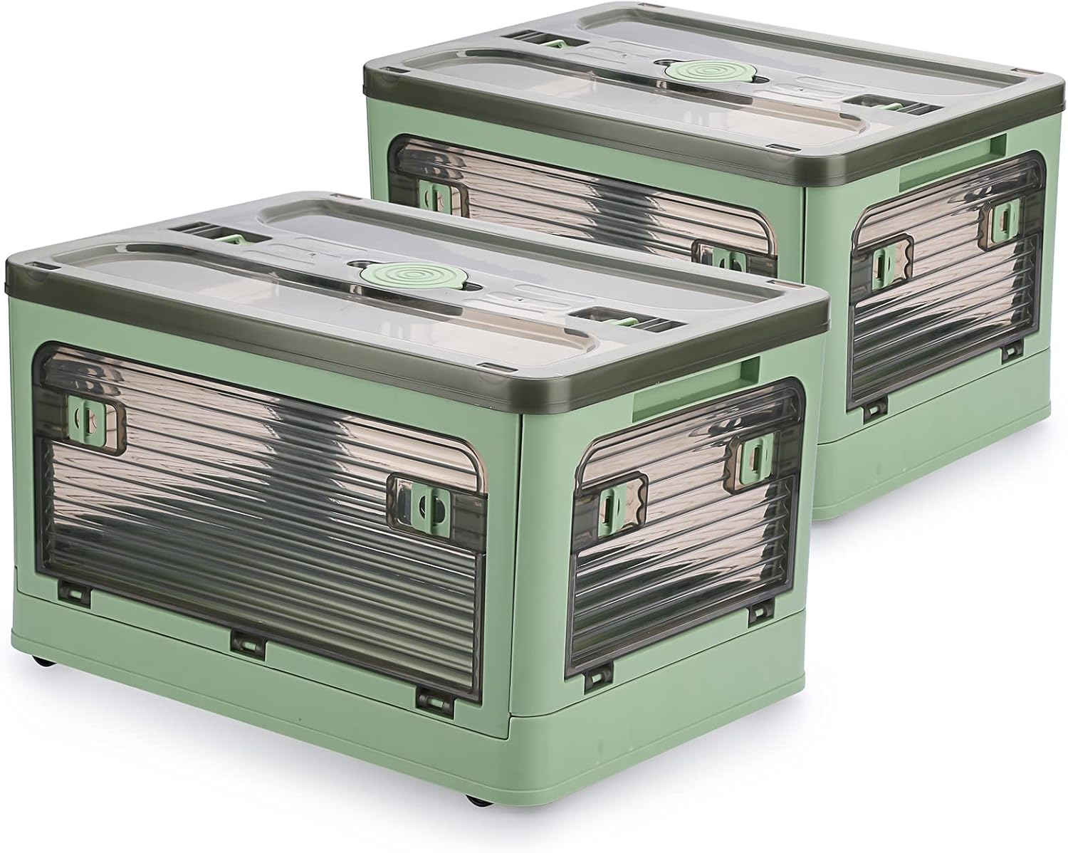 BTSKY Pack of 2 Stackable Plastic Storage Bins with Lid, Translucent ...