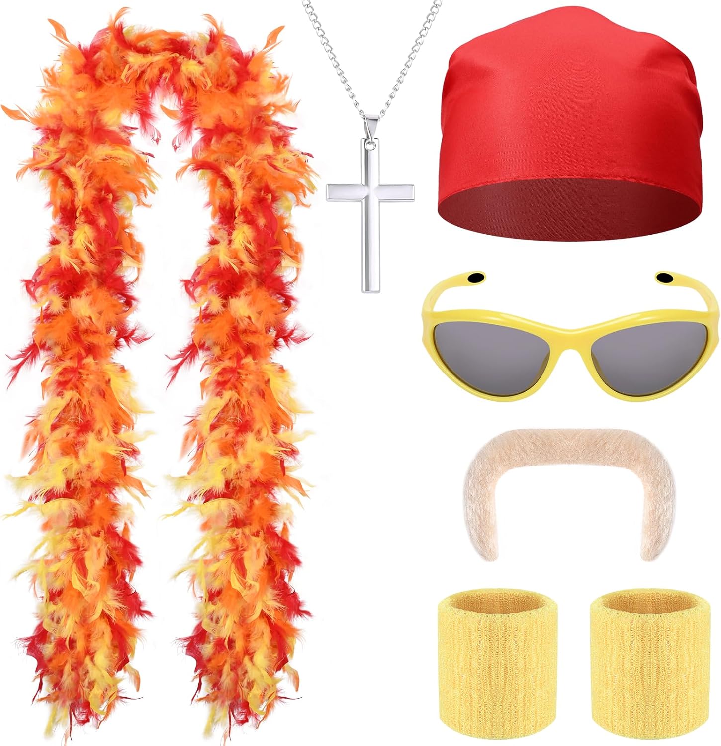 Amazon.com: Honic 6 Pcs Halloween Wrestler Costume Kit Include Feather Boa Kerchief Moustache ...